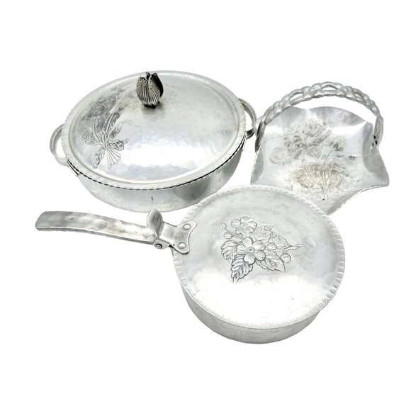 Everlast | Accents | Silver Tulip Dogwood Design 4pc Set Silent Butler ...